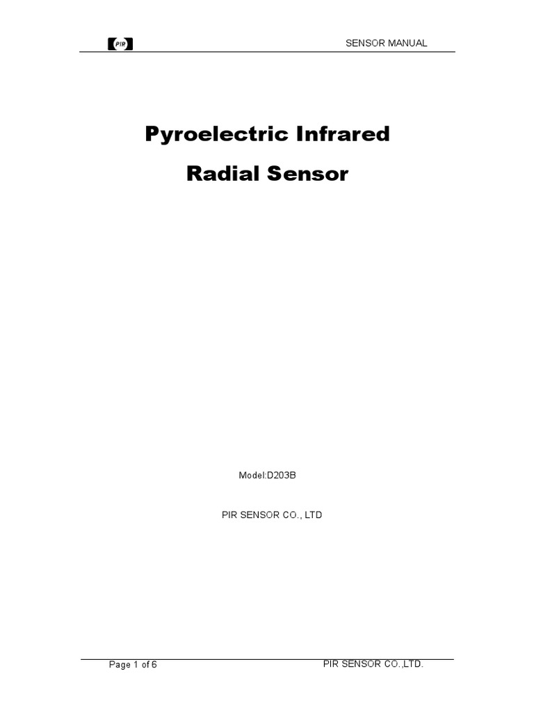 Pyroelectric Infrared Radial Sensor | PDF | Infrared | Security Alarm