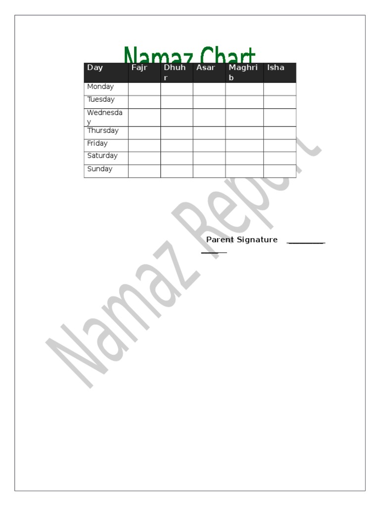 Namaz Chart | PDF