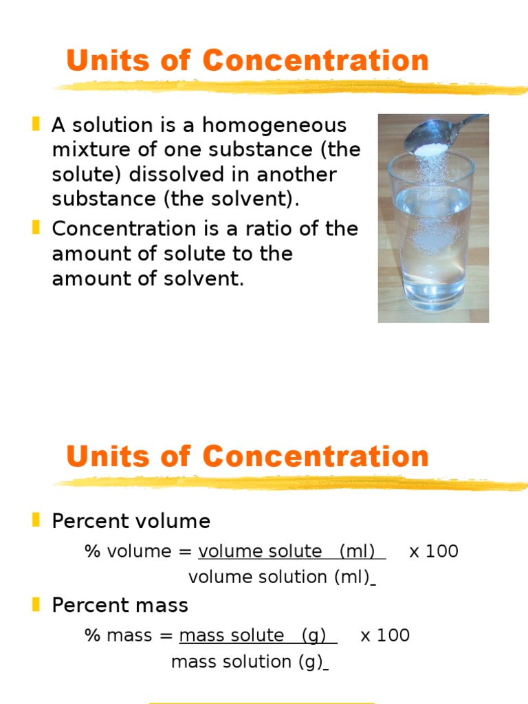 Concentration of Solutions | PDF | Concentration | Molar Concentration