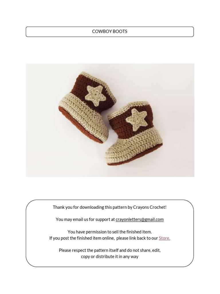 Crochet Baby Cowboy Boots Free Pattern