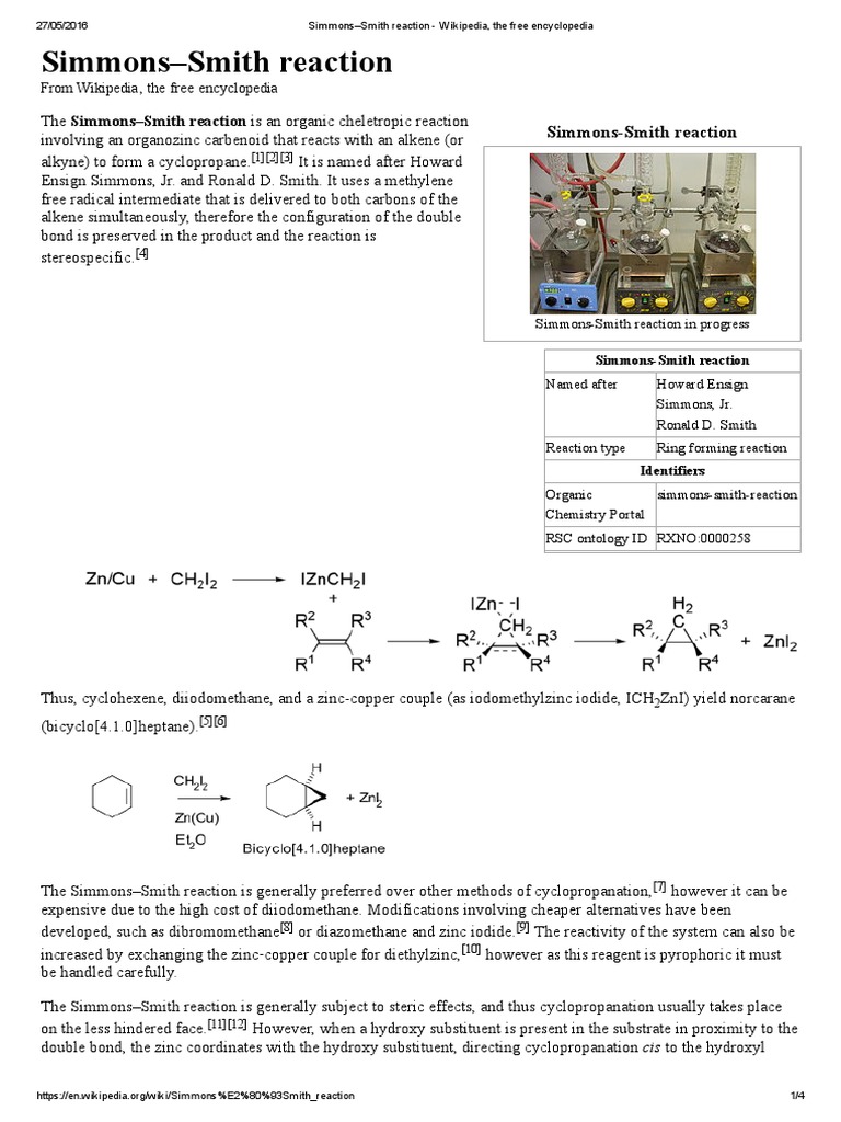 Simmons-Smith Reaction - Wikipedia, The Free Encyclopedia | PDF ...