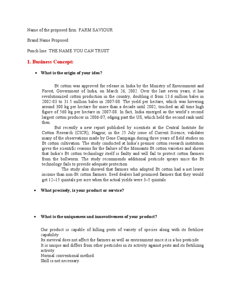 Business Plan Pattern | PDF | Cotton | Agriculture