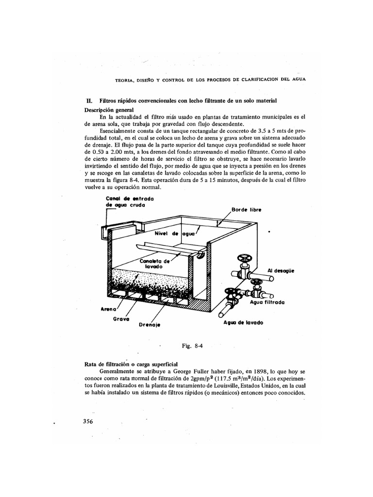 Filtros Rápidos Convencionales Con Lecho Filtrante de Un Solo Material ...