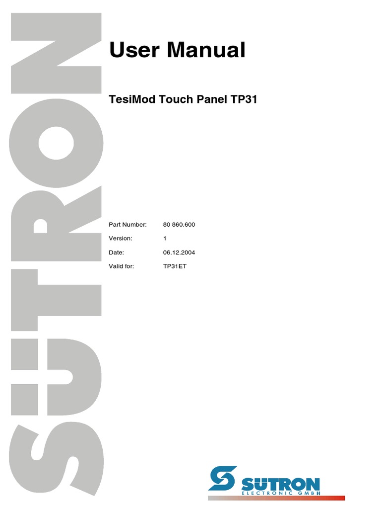 User Manual: Tesimod Touch Panel Tp31 | PDF | Electrical Connector ...