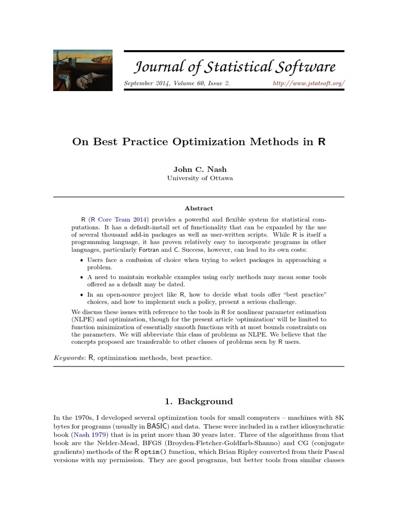 Journal of Statistical Software: On Best Practice Optimization Methods in R | PDF | Mathematical ...