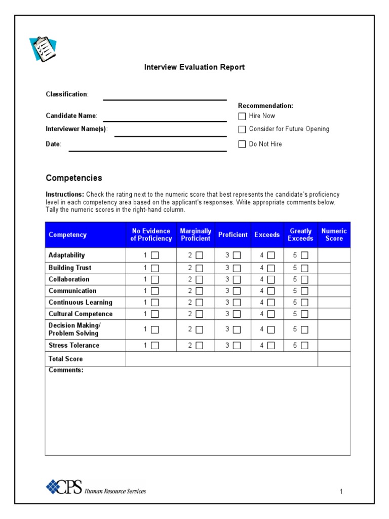 Interview Evaluation Report | PDF | Competence (Human Resources ...