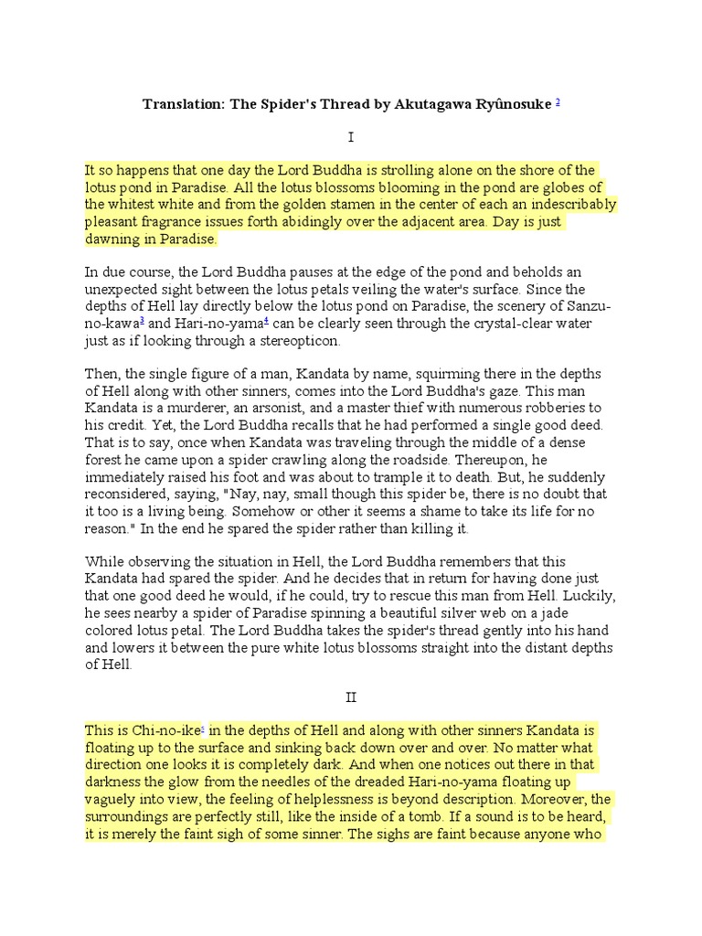 Translation: The Spider's Thread by Akutagawa Ryûnosuke | Download Free ...