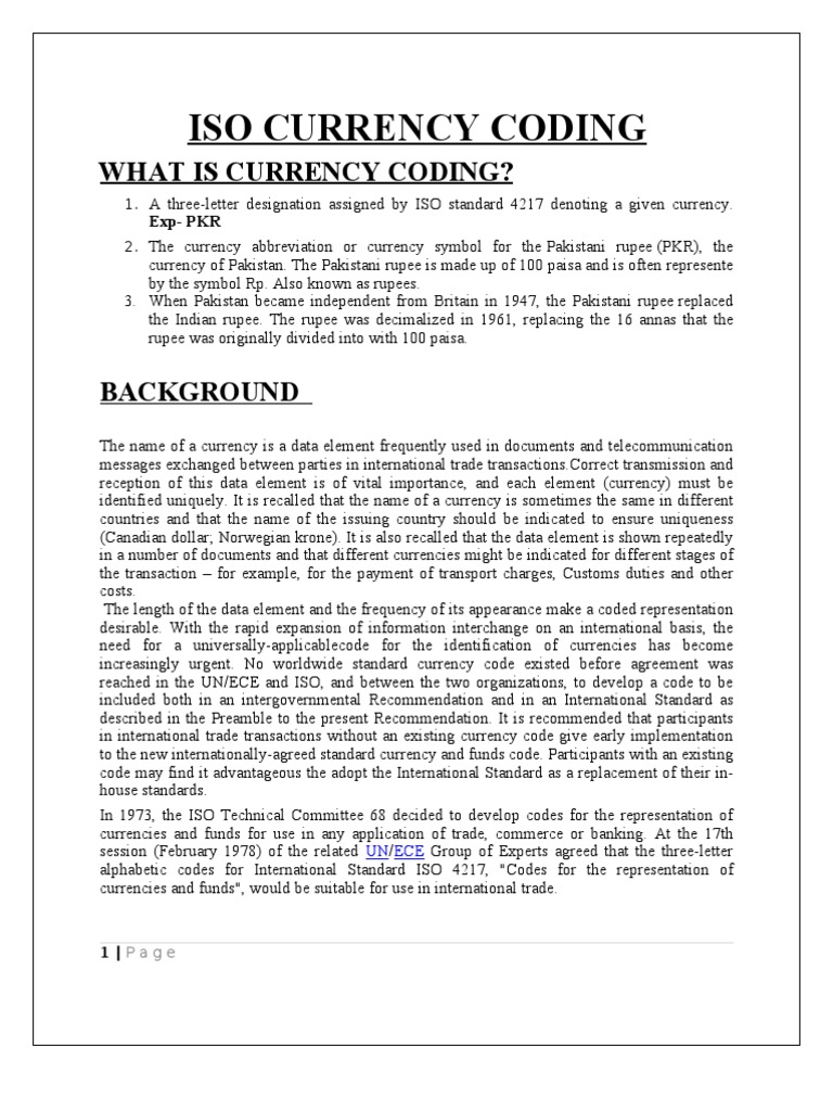 Iso Currency Coding | PDF | Currency | International Finance