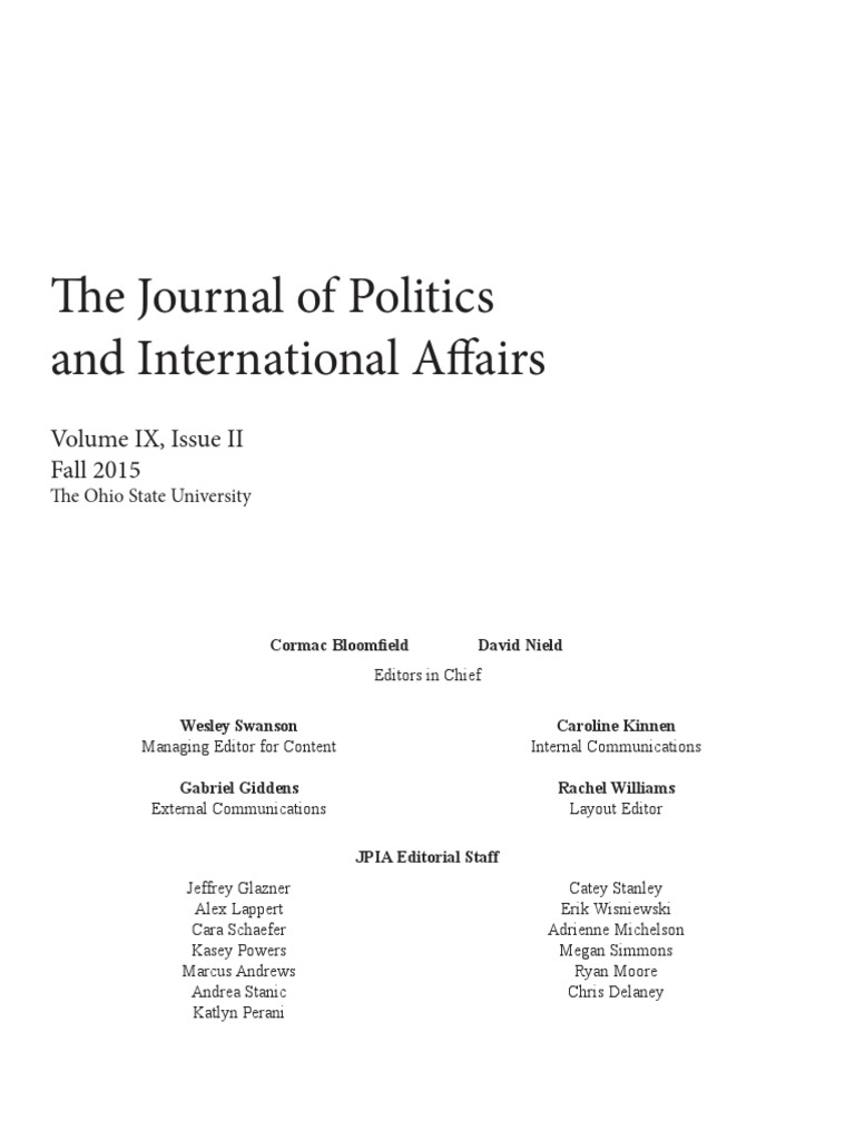 Journal of Politics and International Affairs Fall 2015 | PDF ...