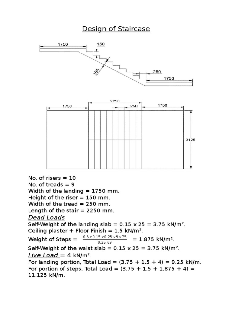 Design of Staircase: Dead Loads | PDF