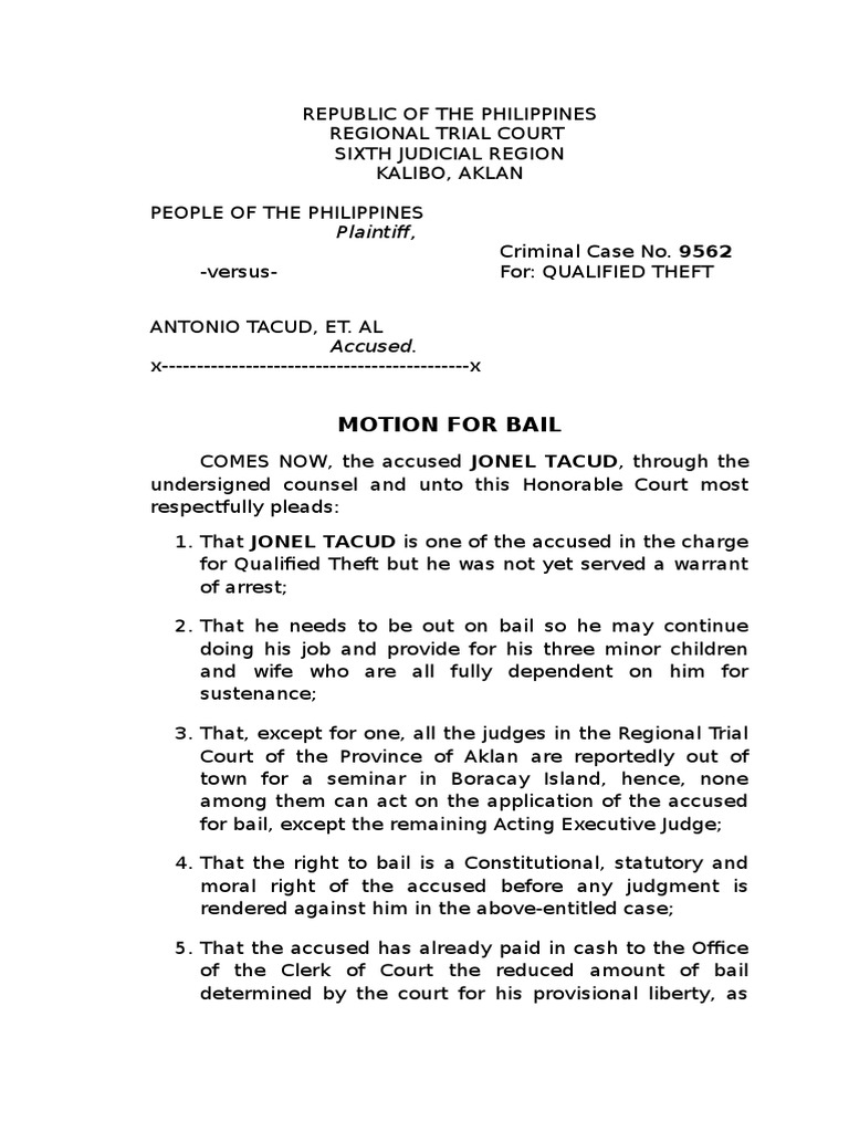 Motion For Bail | PDF