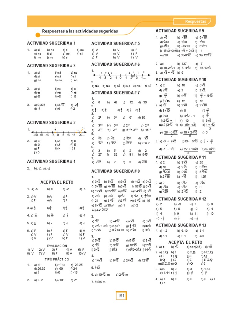 Respuestas 8 Grado (RESPUESTAS 8 GRADO1) | PDF | Matemática Elemental ...