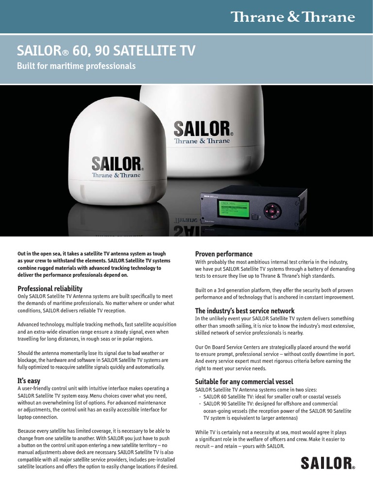 Sailor 60, 90 Satellite TV: Built For Maritime Professionals | Download ...