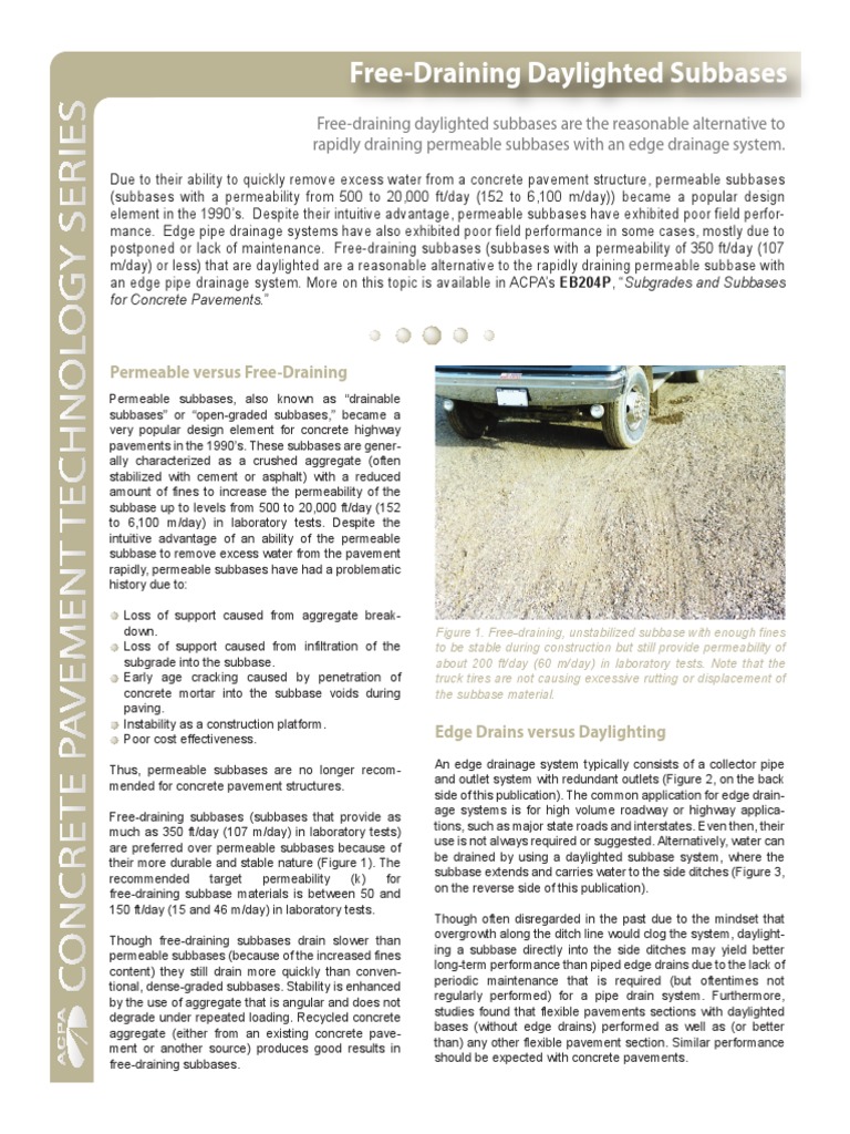 Free-Draining Daylighted Subbases | PDF | Road Surface | Drainage