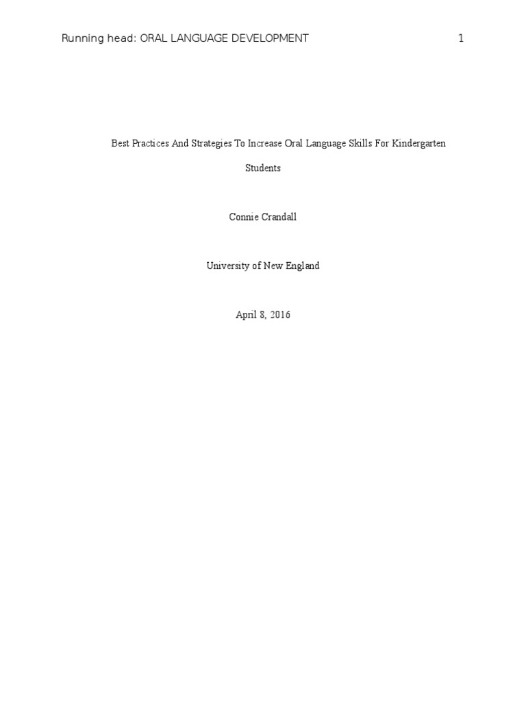 Action Research Oral Language Skills For Kindergarten Students | PDF ...