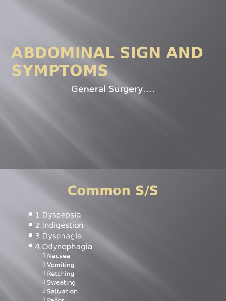 Abdominal Sign and Symptoms | PDF