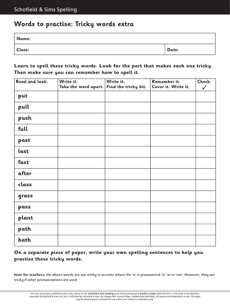 Spelling My Tricky Words Extra Years 1&2 | PDF | Language Arts ...