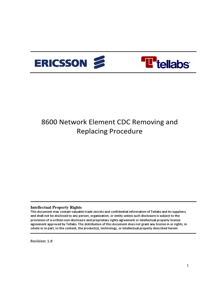 8600 Network Element CDC Removing and Replacing Procedure: Intellectual ...