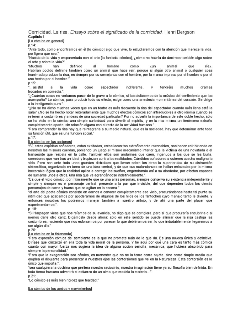Comicidad. La Risa, Henri Bergson | PDF | La risa | Humor