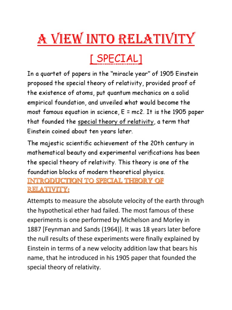 A View Into Relativity | PDF | Theory Of Relativity | Special Relativity