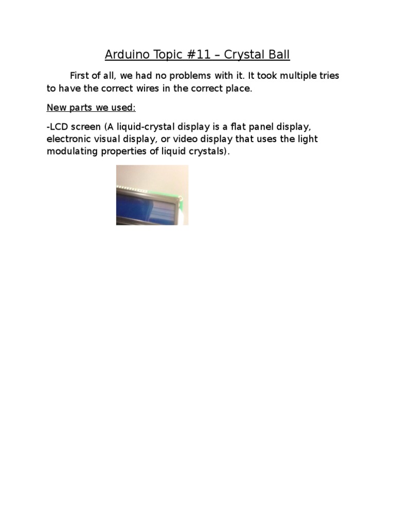 Arduino Topic #11 - Crystal Ball | PDF | Computers