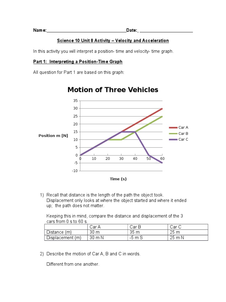 Velocity and Acceleration Worksheet | PDF | Velocity | Acceleration