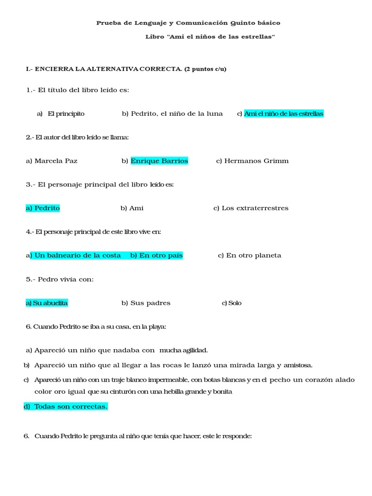 Prueba Ami El Niño de Las Estrellas | PDF | Ocio