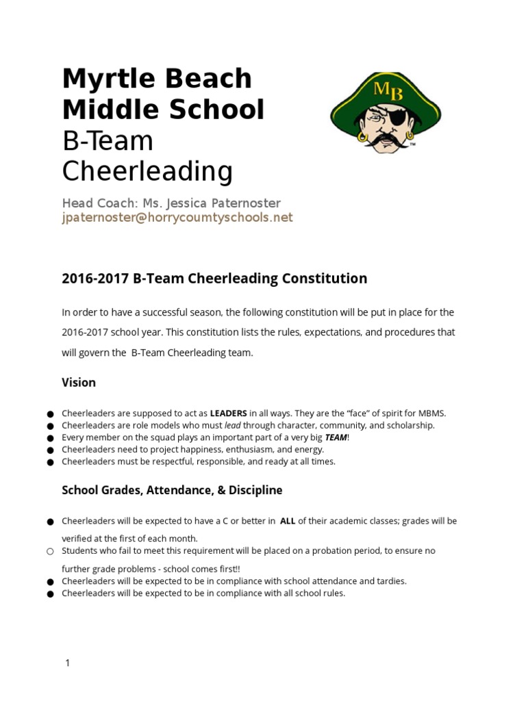 2016-2017b-Teamcheerleadingconstitution 1 | PDF | Cheerleading | Sports