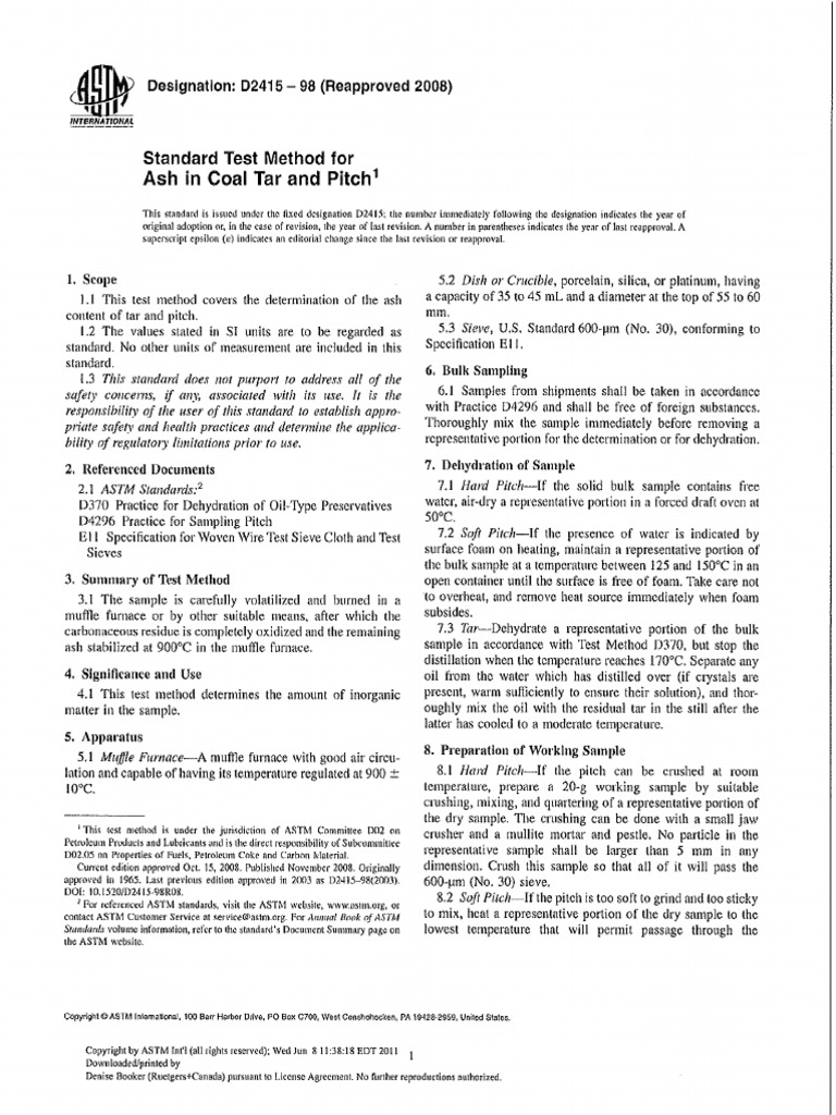 ASTM D 2415 Ash | PDF