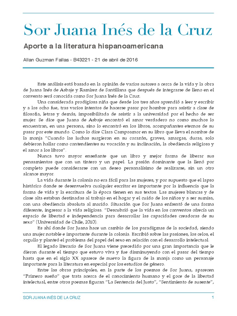 Sor Juana Inés de la Cruz: Una pionera feminista en la literatura ...