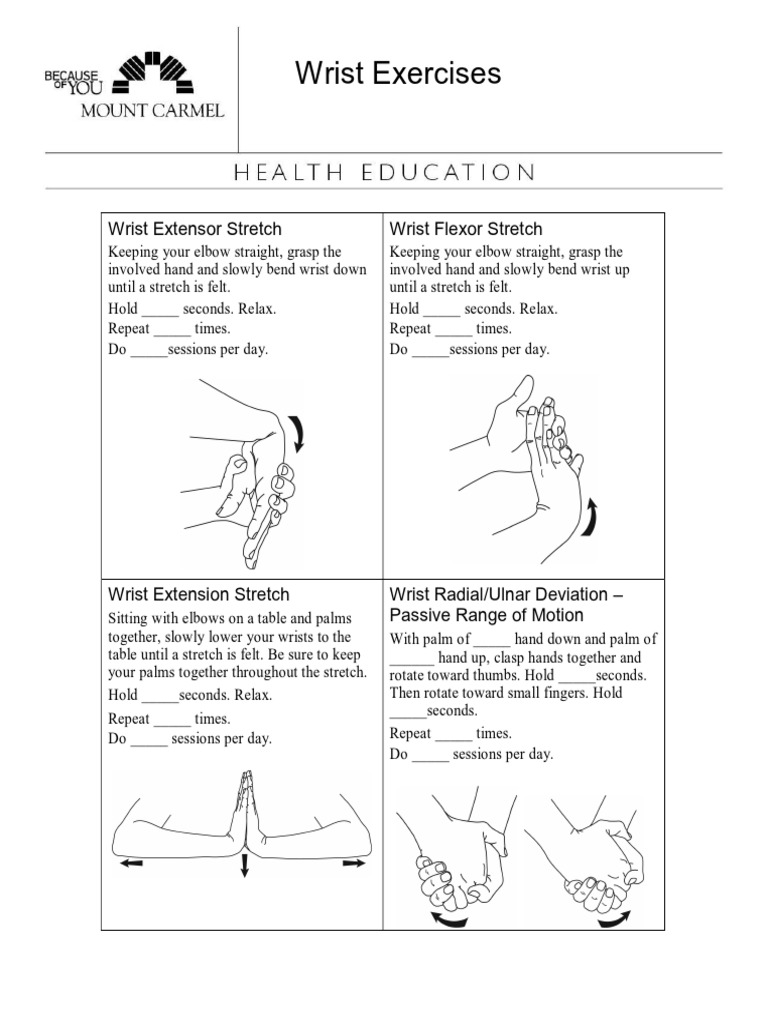 Wrist Exercises: Wrist Extensor Stretch Wrist Flexor Stretch | PDF