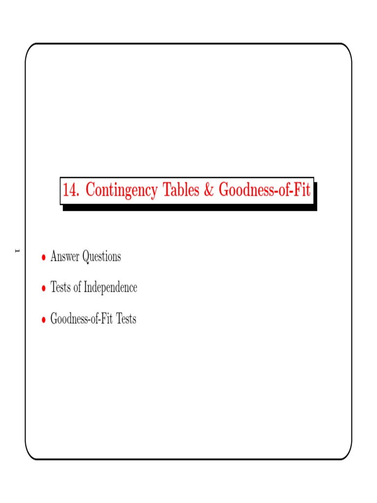 Contingency Tables & Goodness-of-Fit | PDF | Statistical Hypothesis ...