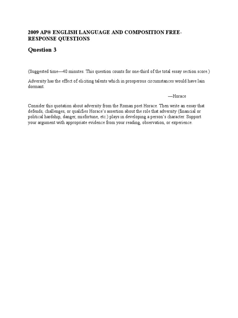 2009 Ap® English Language and Composition Free-Response Questions | PDF
