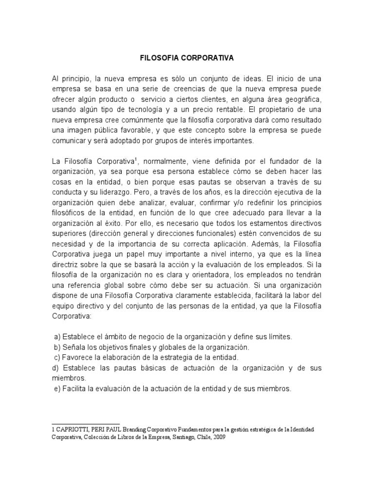 Filosofia Corporativa | PDF | Planificación | Responsabilidad social ...
