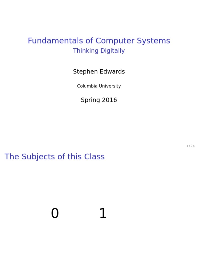 Fundamentals of Computer Systems: Thinking Digitally | PDF | Notation | Theoretical Computer Science