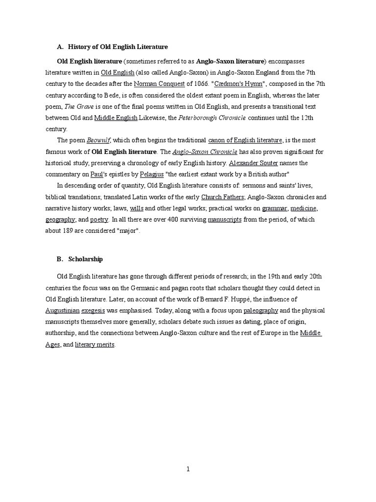 Overview of Old English Literature | PDF | Anglo Saxons | Poetry