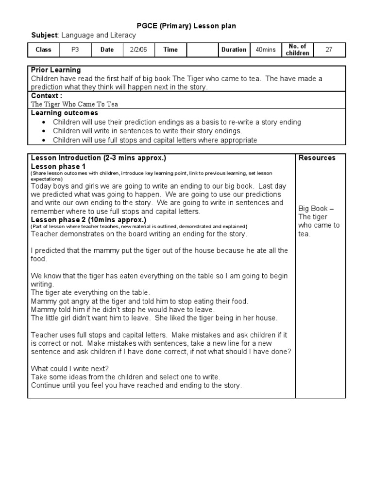 Prediction Lesson Plan 2 | PDF | Lesson Plan | Teachers