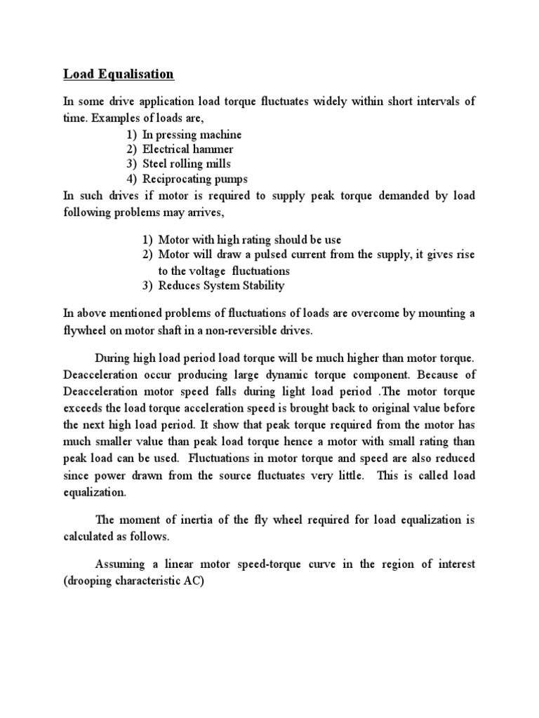 Load Equalisation | PDF | Torque | Speed