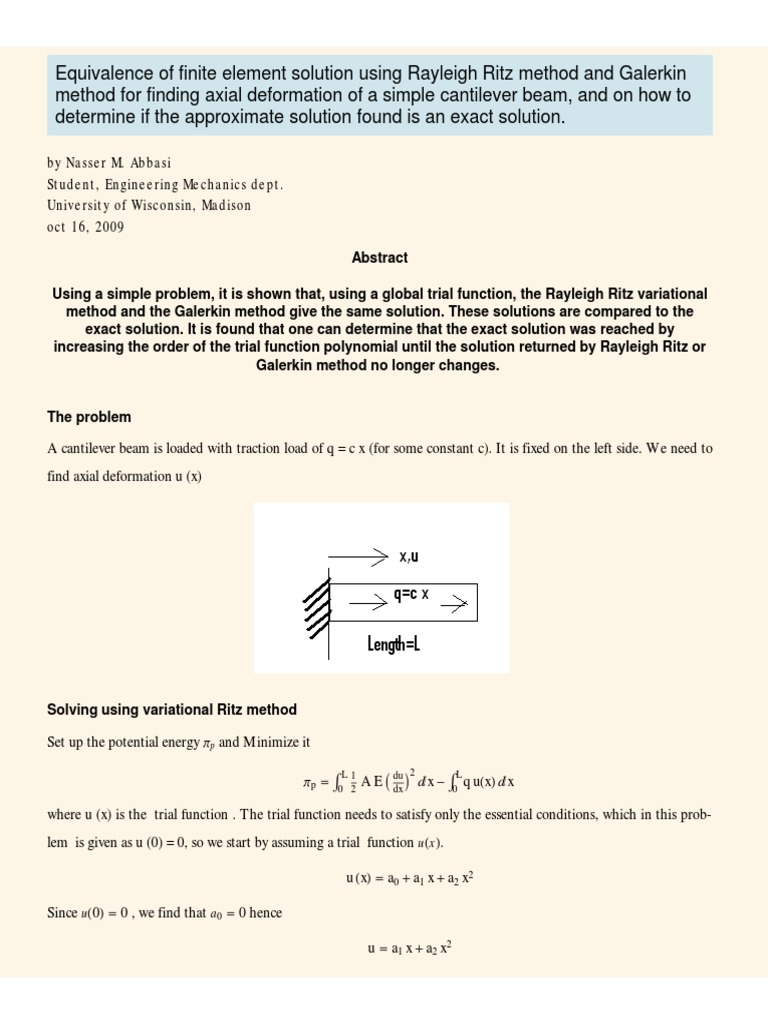 Compare Ritz To Galerkin | PDF | Finite Element Method | Applied ...