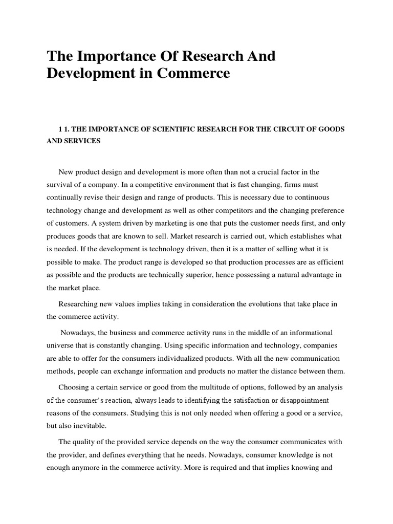 The Importance of Research and Development in Commerce | PDF | E ...