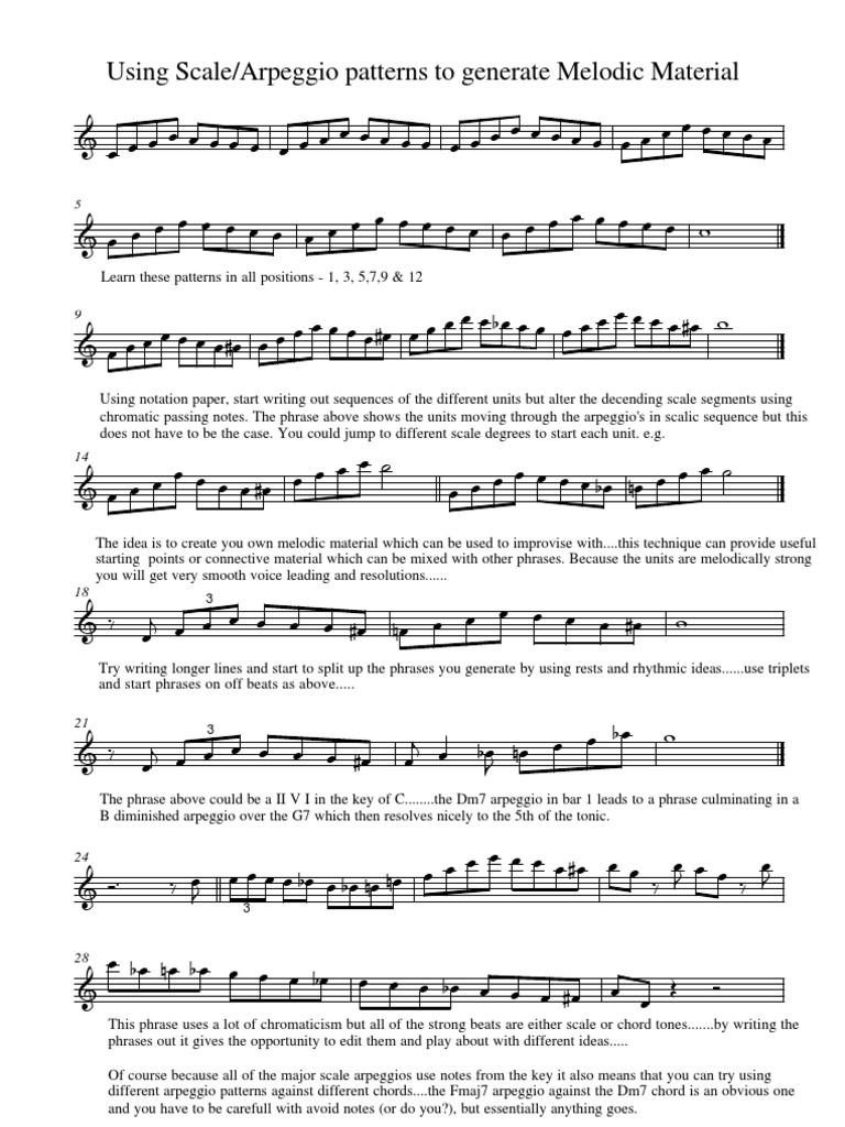 Scale Arpeggio Worksheet 1 | PDF | Chord (Music) | Scale (Music)
