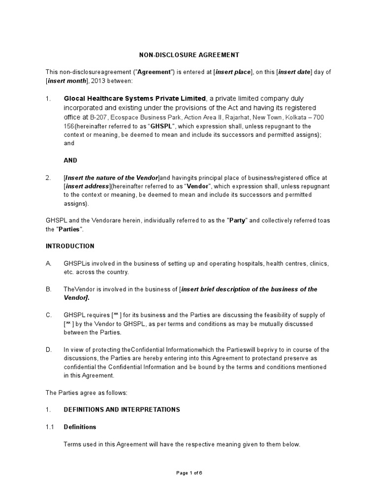 Vendor NDA | Arbitral Tribunal | Arbitration | Free 30-day Trial | Scribd