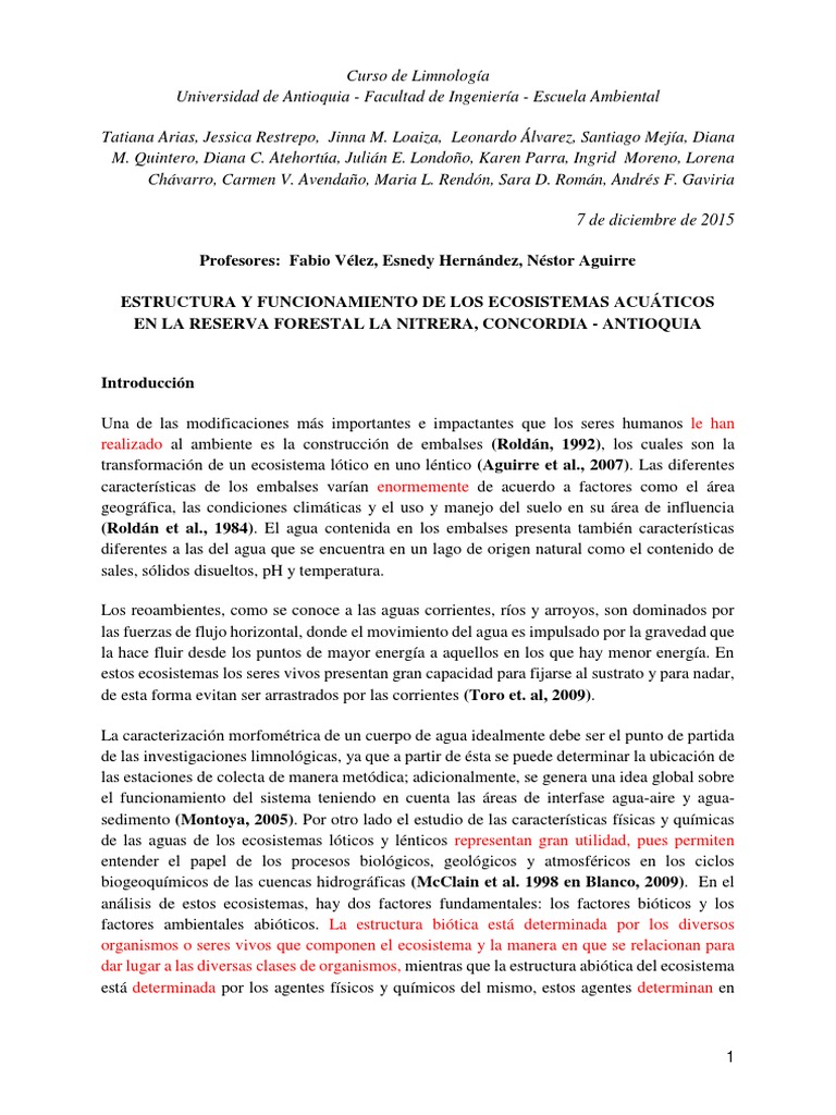 INFORME Nitrera | PDF | Ecosistema | Agua