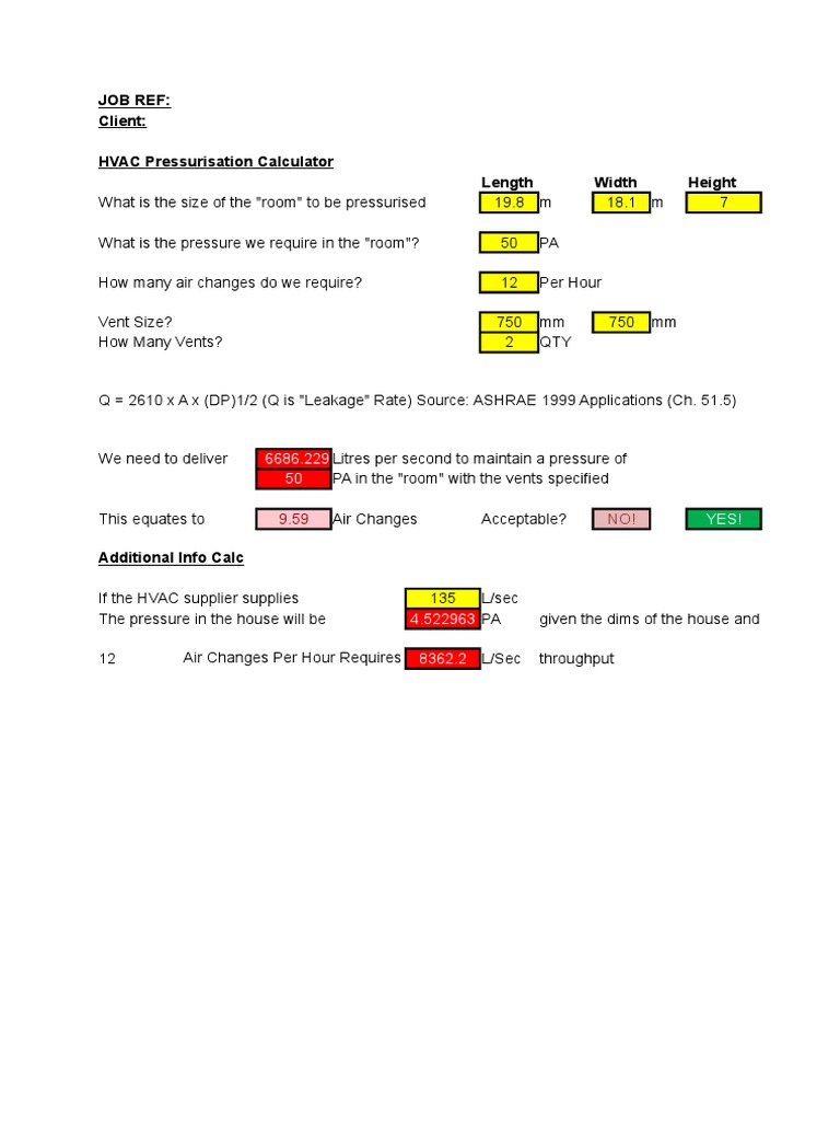 HVAC Room Pressurization Calculator | PDF