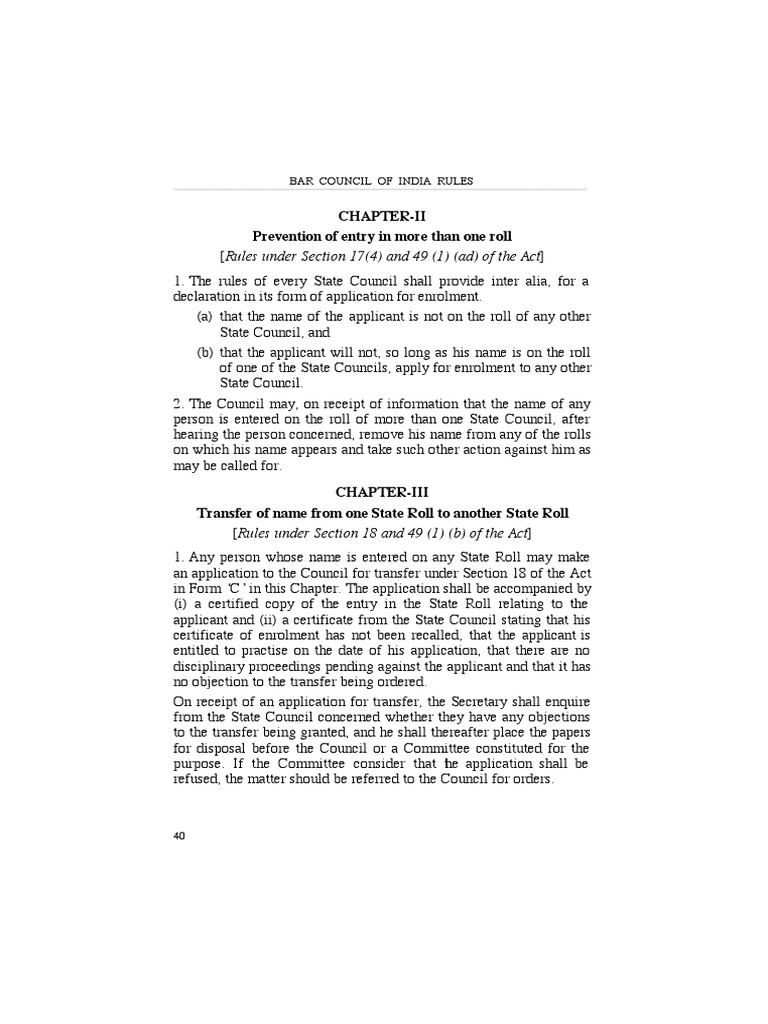 Bar Council of India Rules Overview | PDF | Advocate | Bar Association