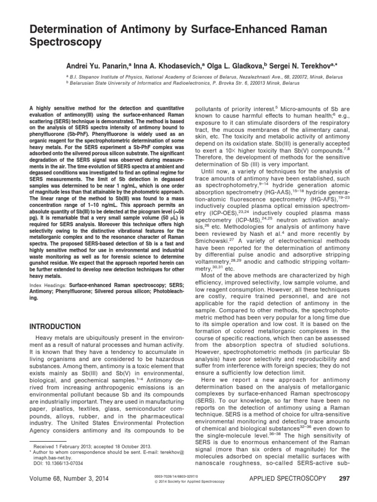Antimony Raman | PDF | Raman Spectroscopy | Spectroscopy