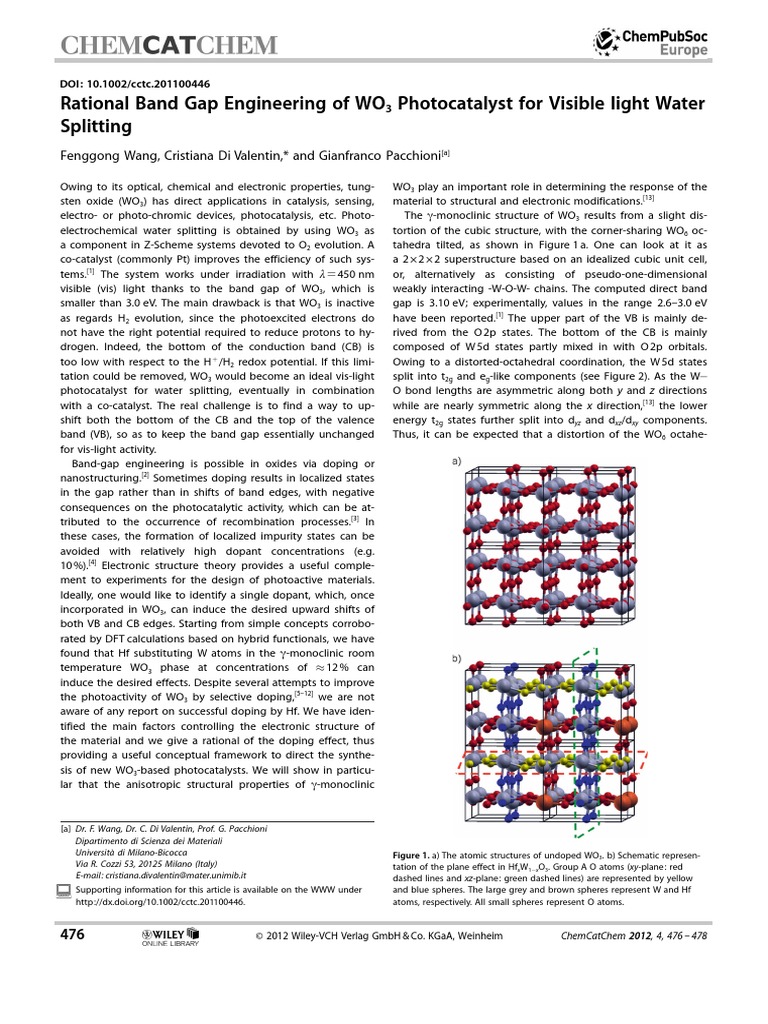 Rational Band Gap Engineering of WO3 Photocatalyst For Visible Light ...