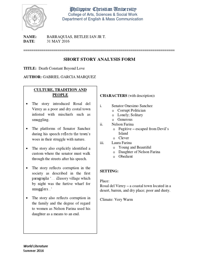 Death Constant Beyond Love Analysis | PDF | Gabriel García Márquez