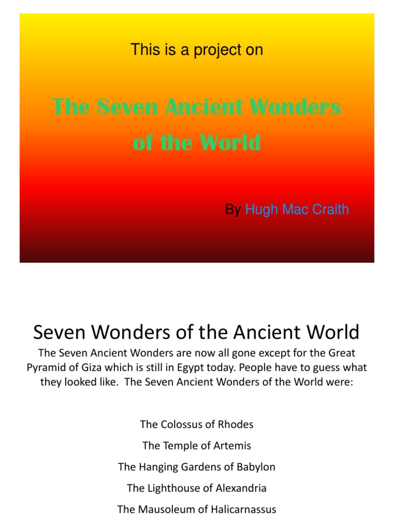 The Seven Ancient Wonders of The World: This Is A Project On | PDF | Rhodes