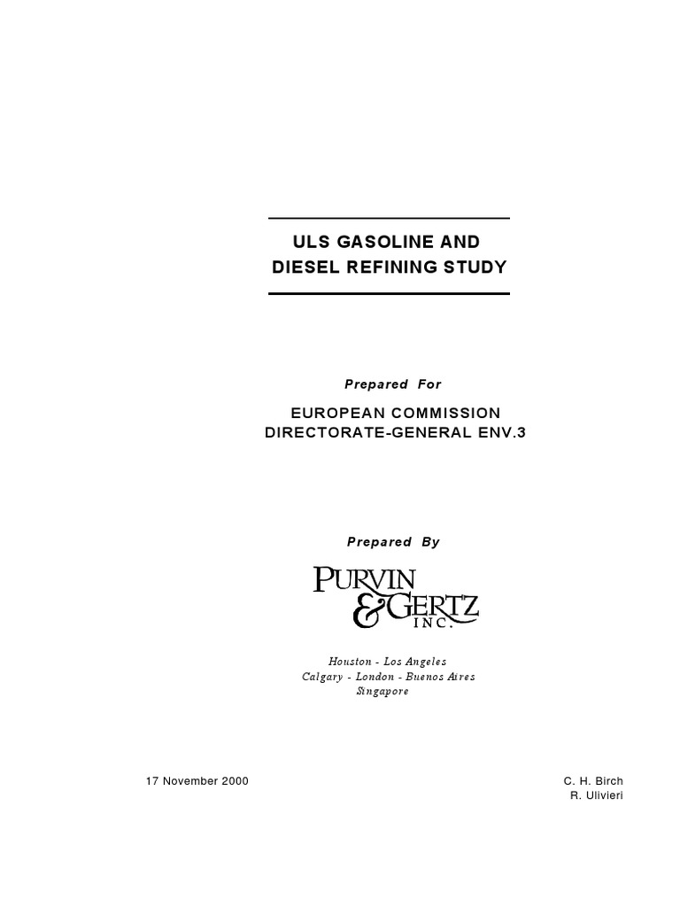 ULS Gasoline and Diesel Refining Study | PDF | Oil Refinery | Cracking ...